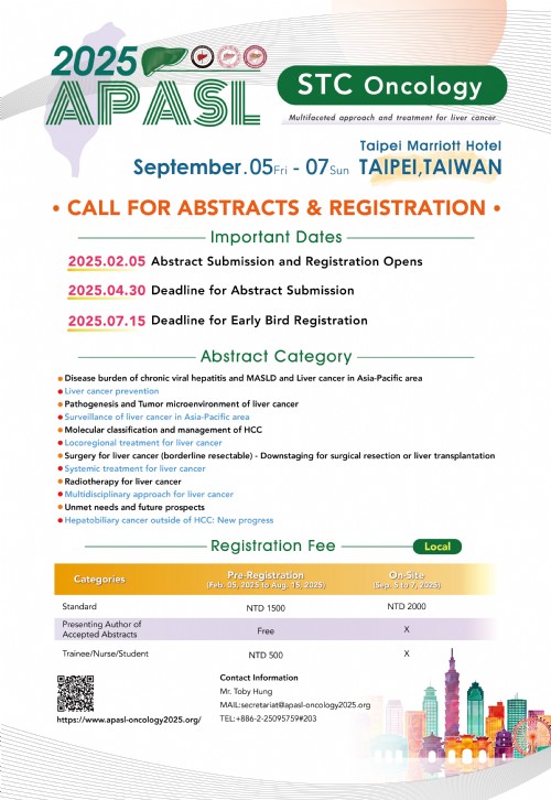【本會協辦】2025 APASL STC Oncology，現正開放投稿中，歡迎會員踴躍參加！-本會公告-台灣移植學會 ...